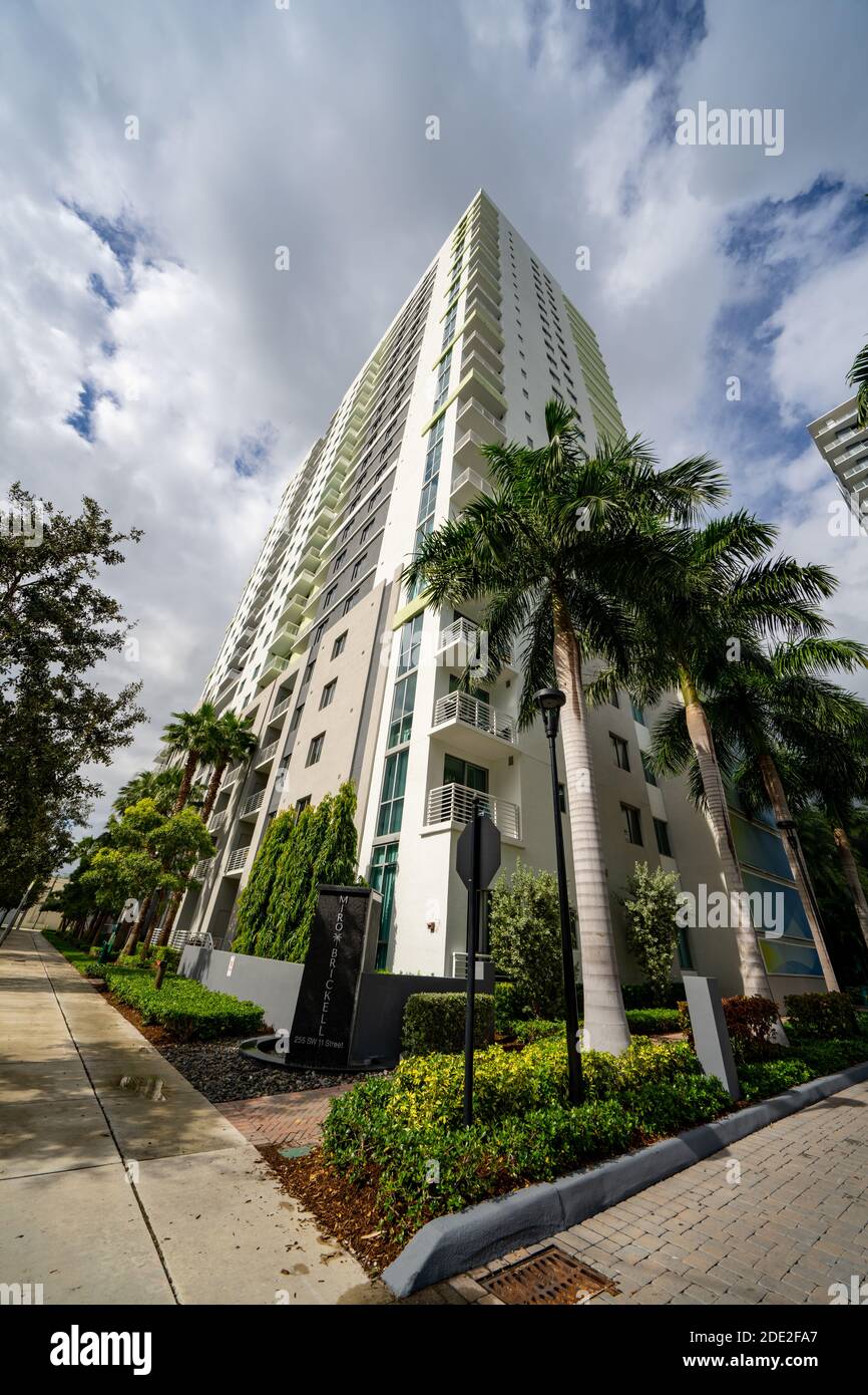 MIAMI, FL, USA - NOVEMBER 27, 2020: Vertical street photo Miro Brickell ...