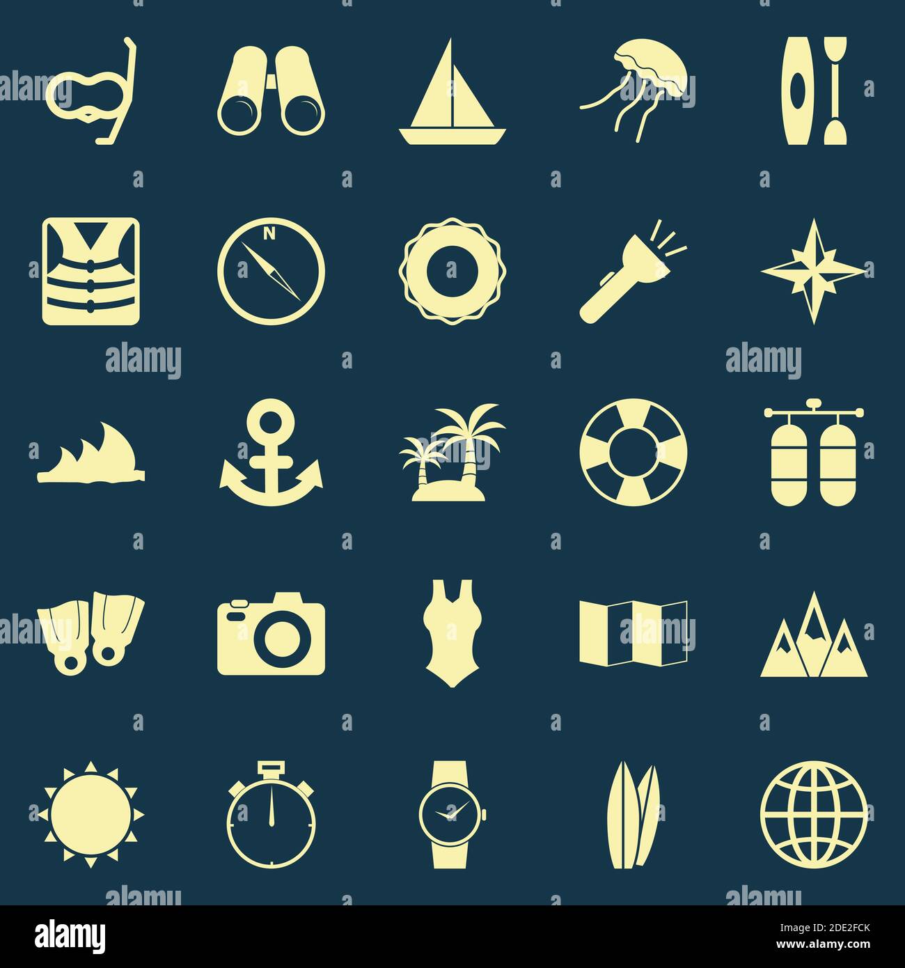 Diving color icons on blue background, stock vector Stock Vector Image ...