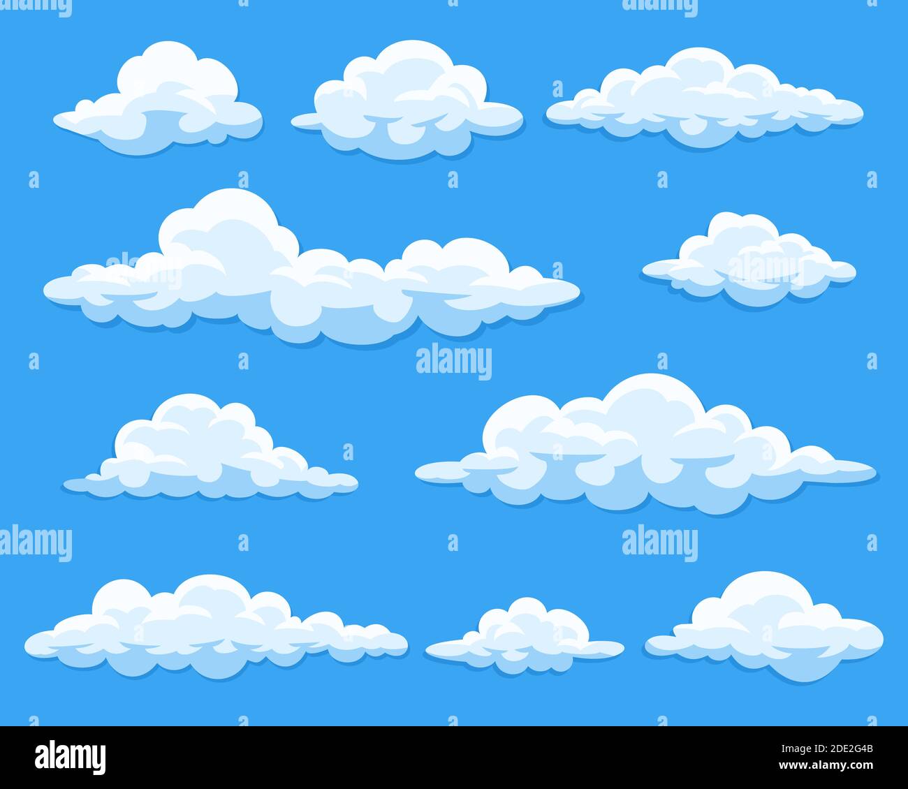 Simple cartoon clouds vector collection isolated on blue sky Stock ...
