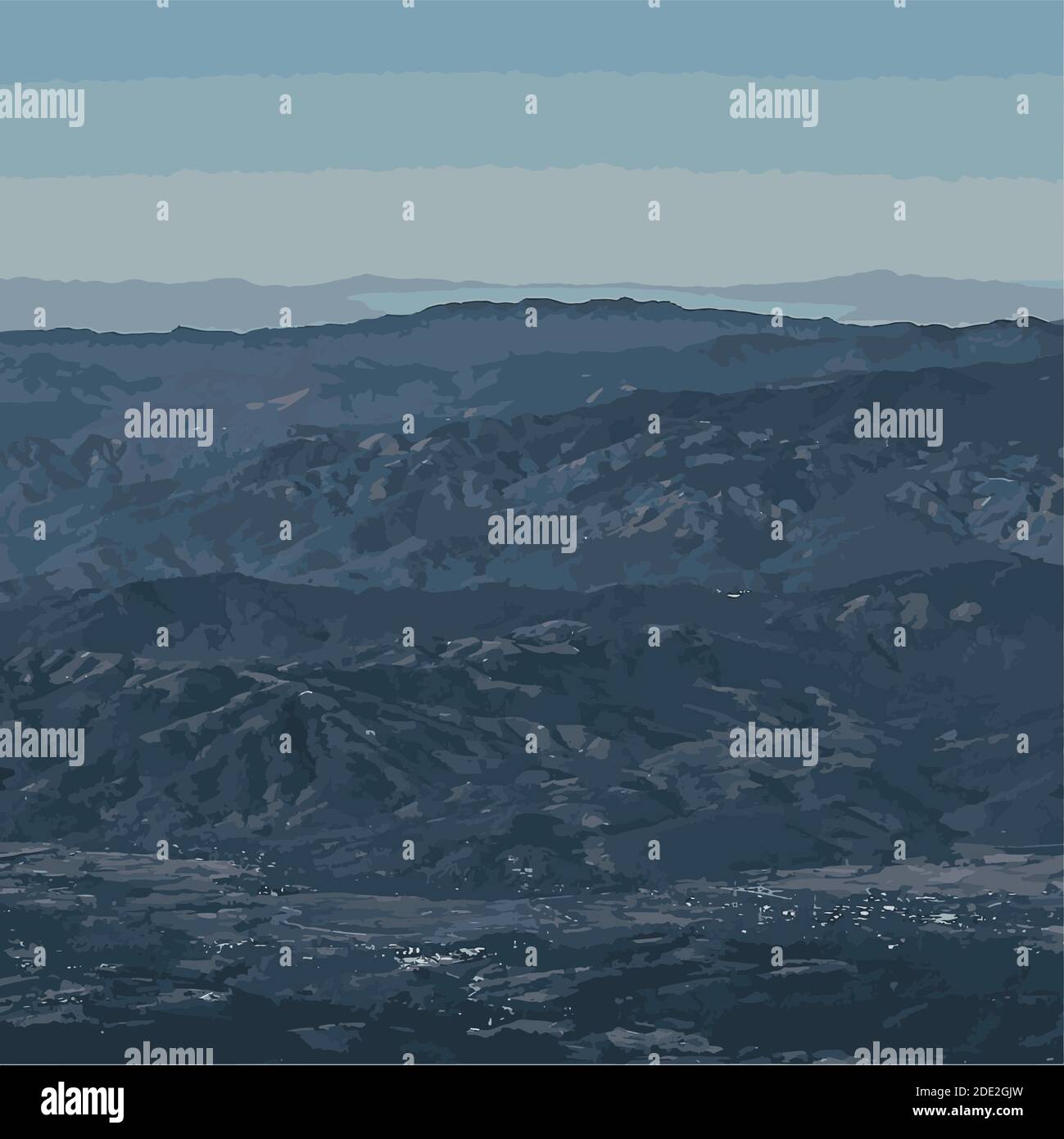 Vector illustration of beautiful blue mountain landscape Stock Vector ...