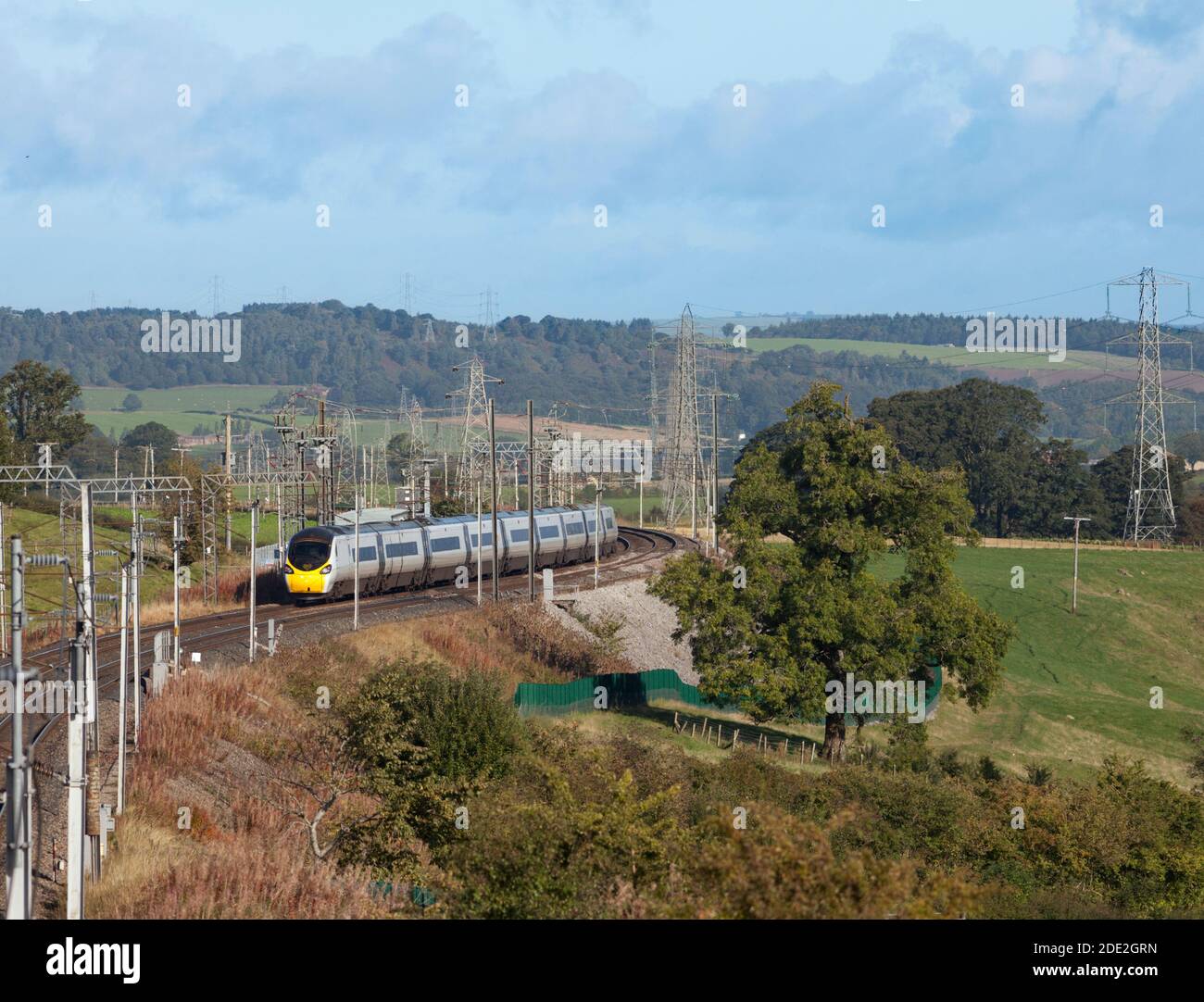 2 Avanti west coast Alstom pendolino train on the electrified west ...