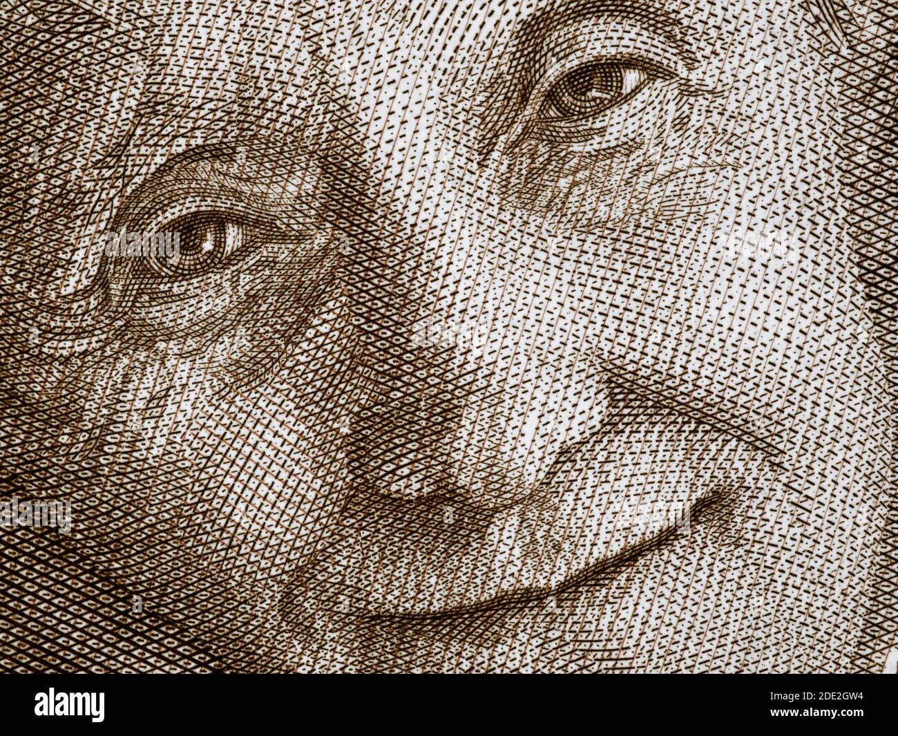 Astrid Lindgren portrait on Sweden 20 krona (2015) banknote closeup ...