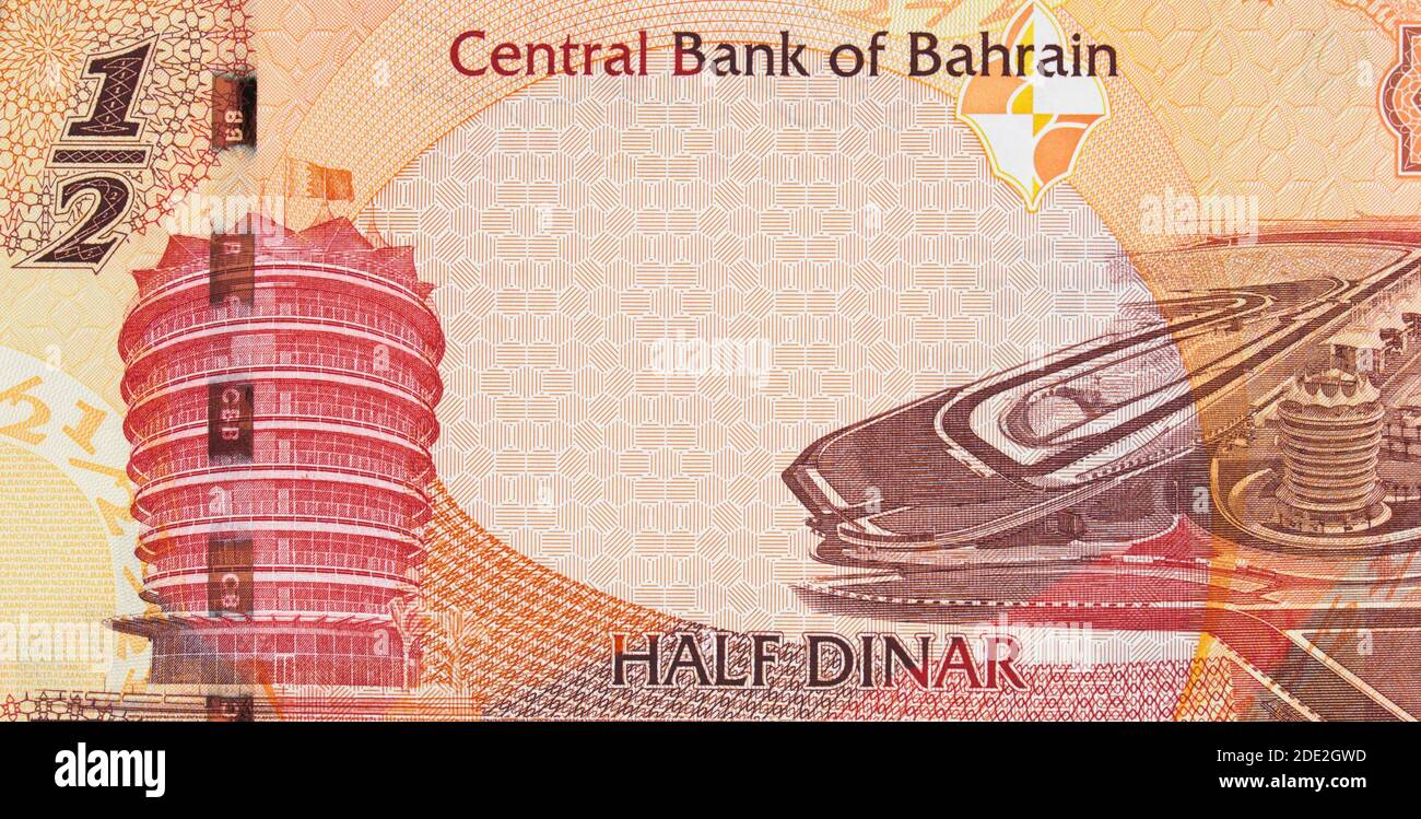 Bahrain International Circuit and VIP Tower on Bahrain half dinar (2006 ...