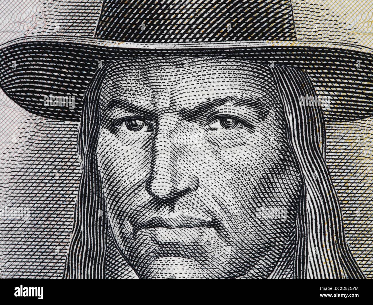 Tupac Amaru II portrait on Peruvian 50 soles (1977) banknote closeup ...