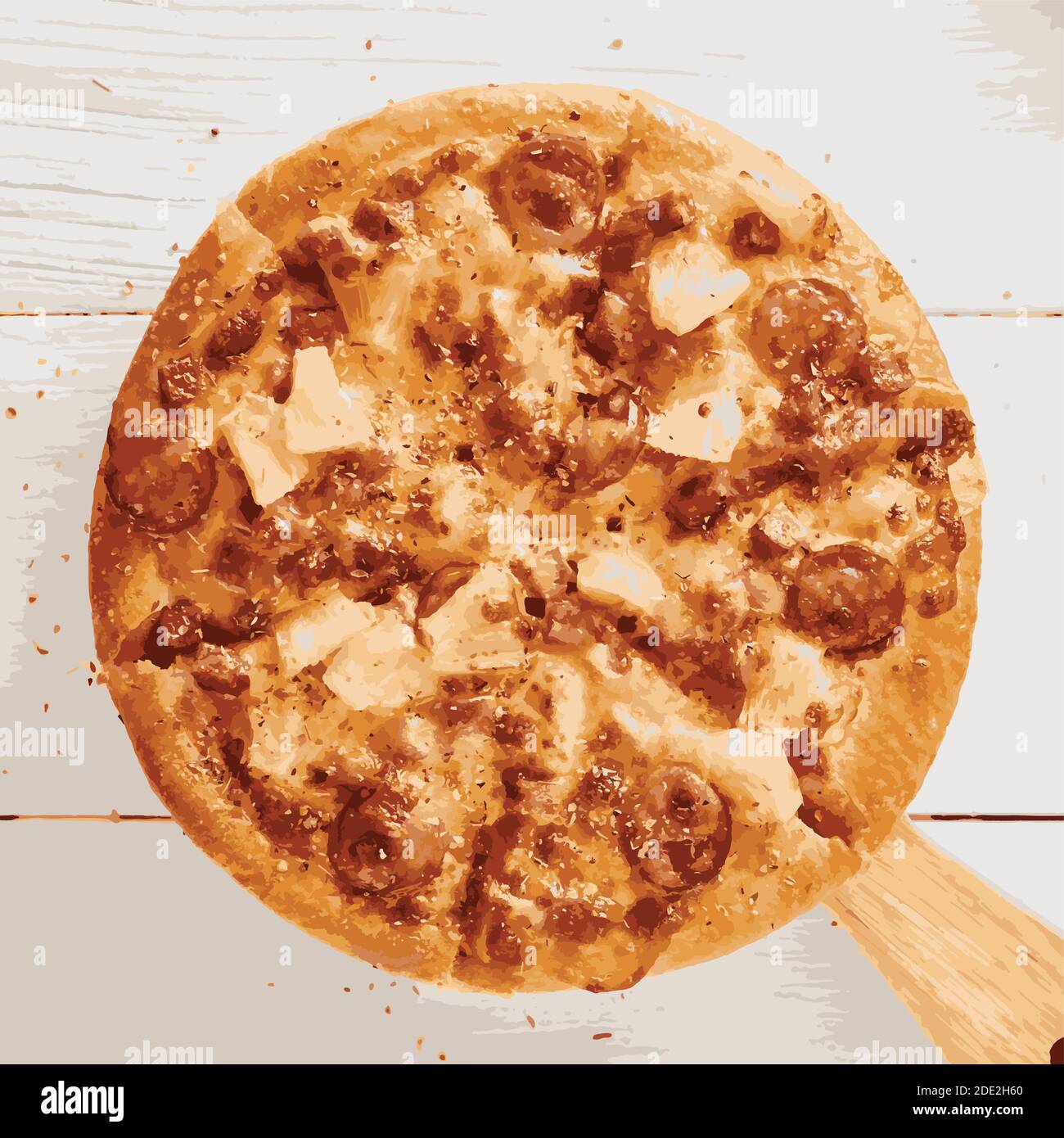 Pizza with bacon and sausage topping vector Stock Vector Image & Art ...