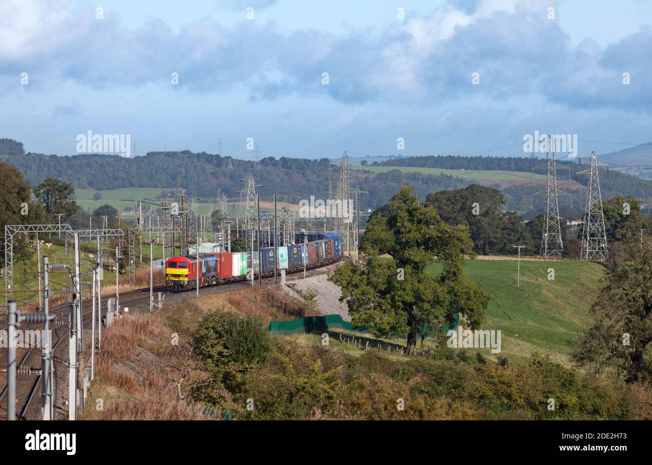 2 DB Cargo UK class 90 electric locomotives on the electrified west ...