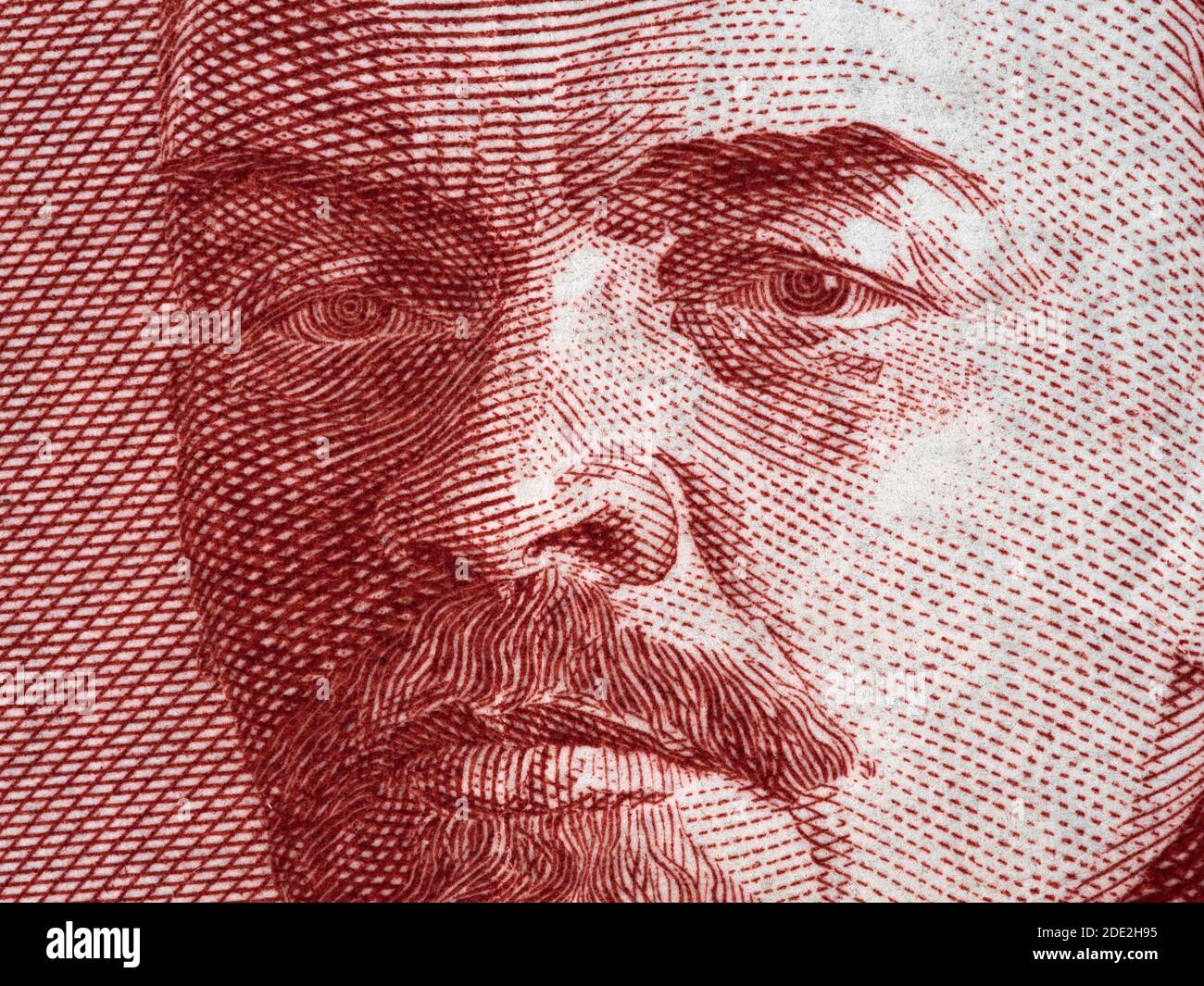 Vladimir Lenin portrait on Russia 3 rouble (1937) banknote macro ...