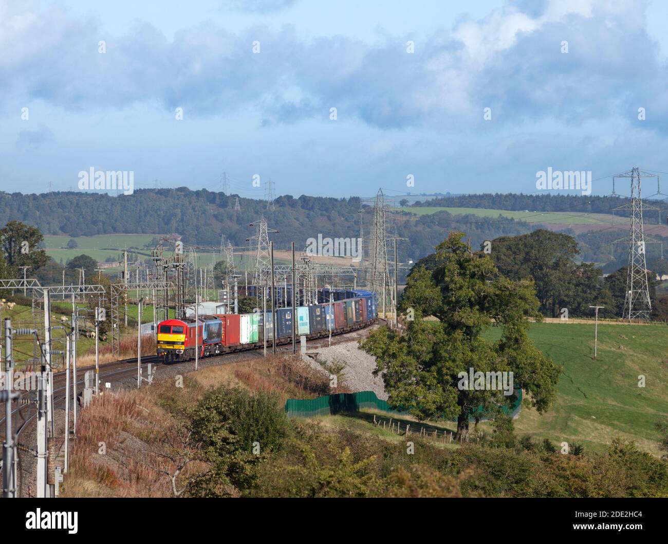 2 DB Cargo UK class 90 electric locomotives on the electrified west ...