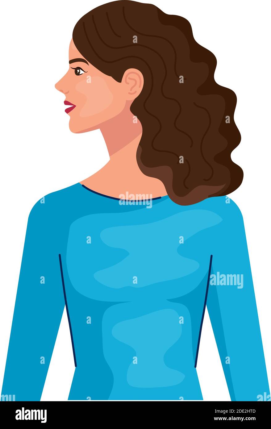 woman cartoon with brown hair from side vector design Stock Vector ...