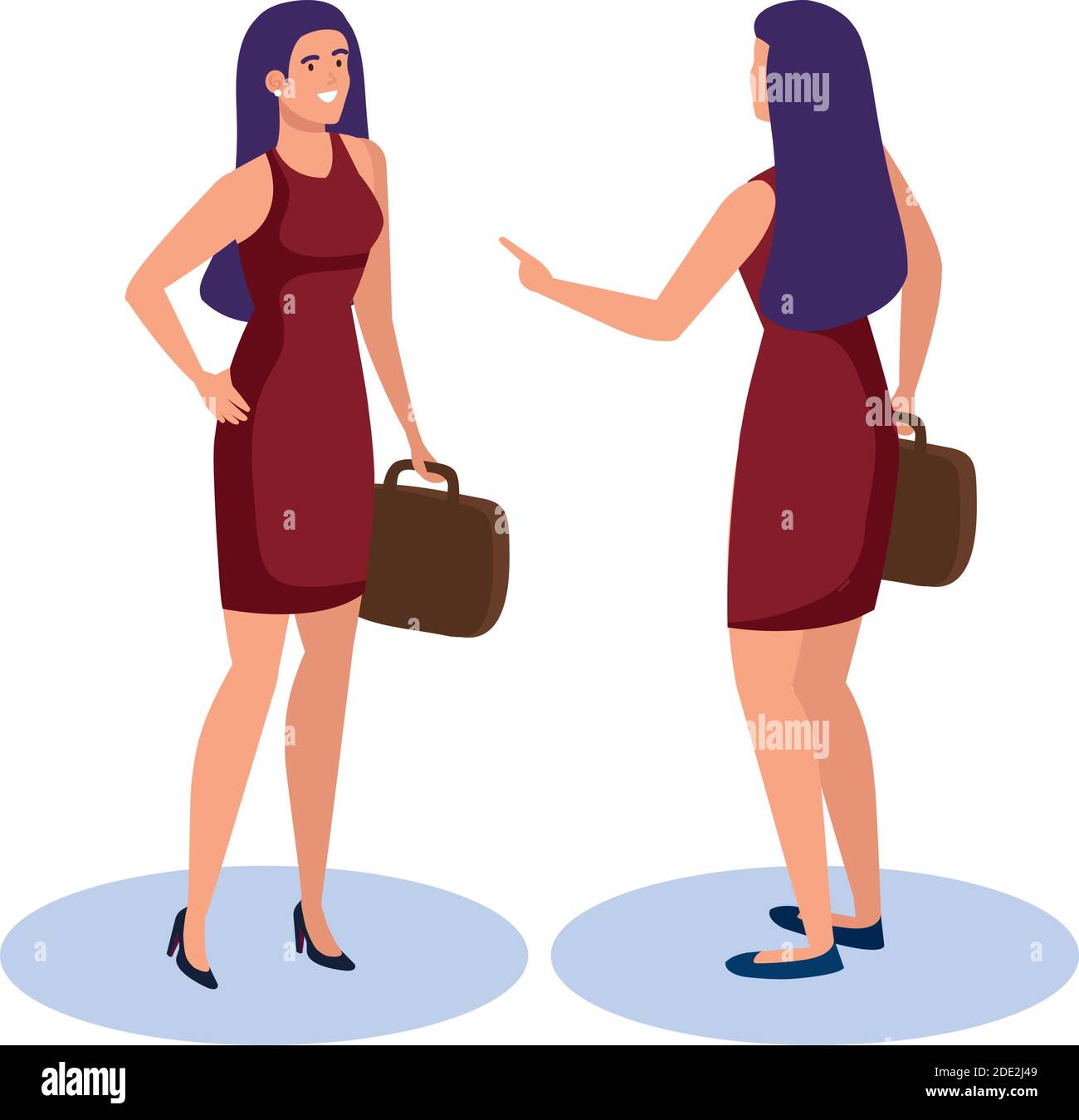 business woman from front and back side isometric vector design Stock ...