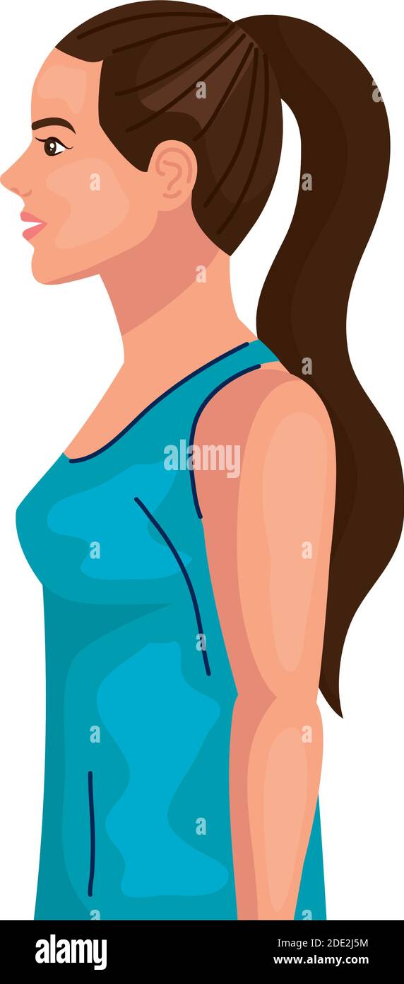 woman cartoon with brown hair from side vector design Stock Vector ...