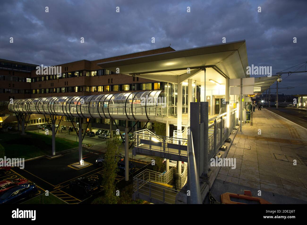Modern tram station at night Stock Photo - Alamy