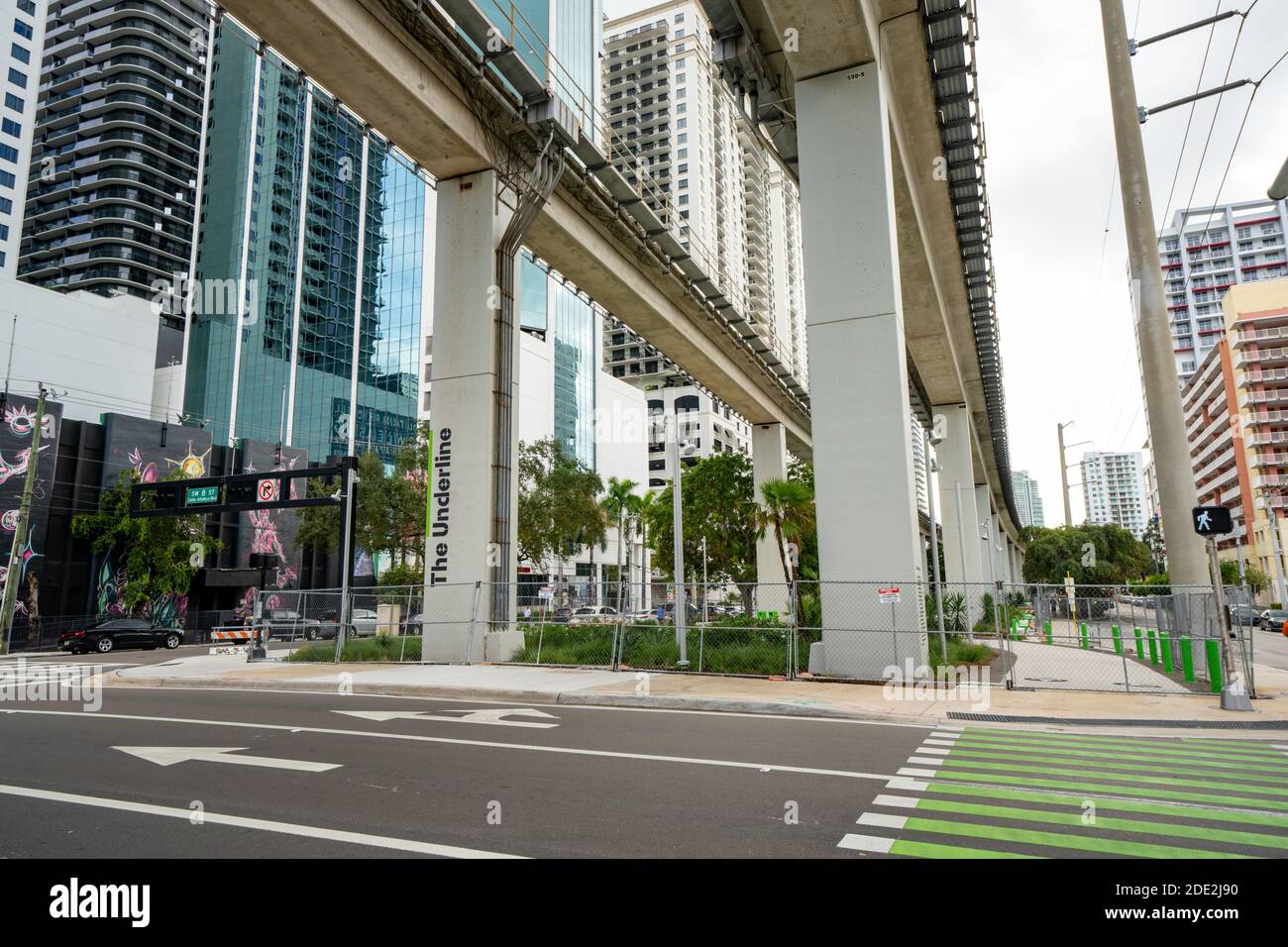 MIAMI, FL, USA - NOVEMBER 27, 2020: Construction Brickell Underline ...