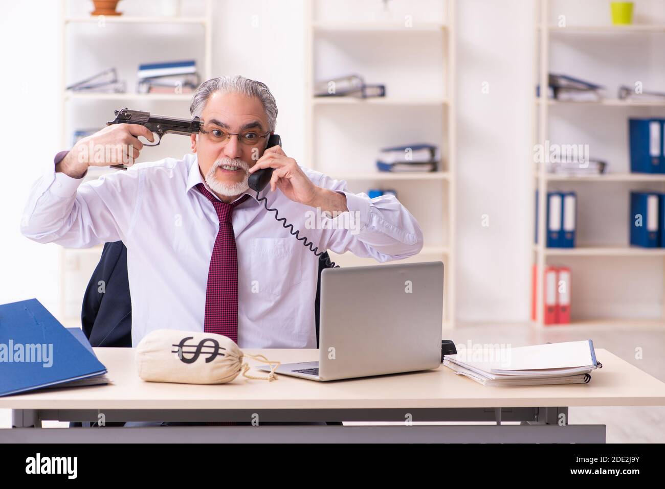 Angry old businessman talking in hi-res stock photography and images ...