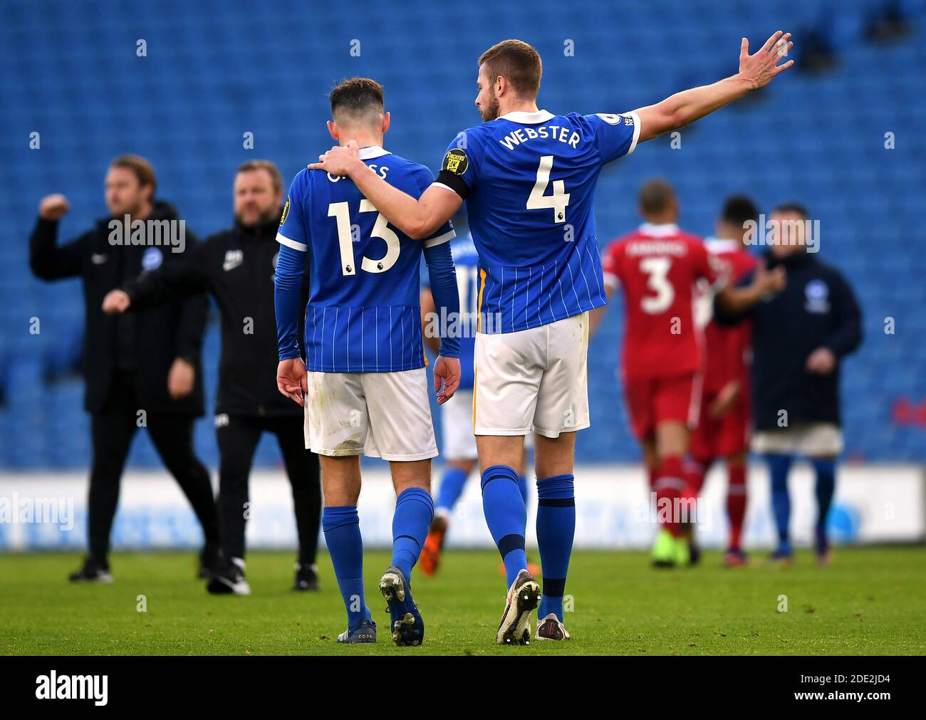 Brighton and Hove Albion's Pascal Gross and Adam Webster after the ...