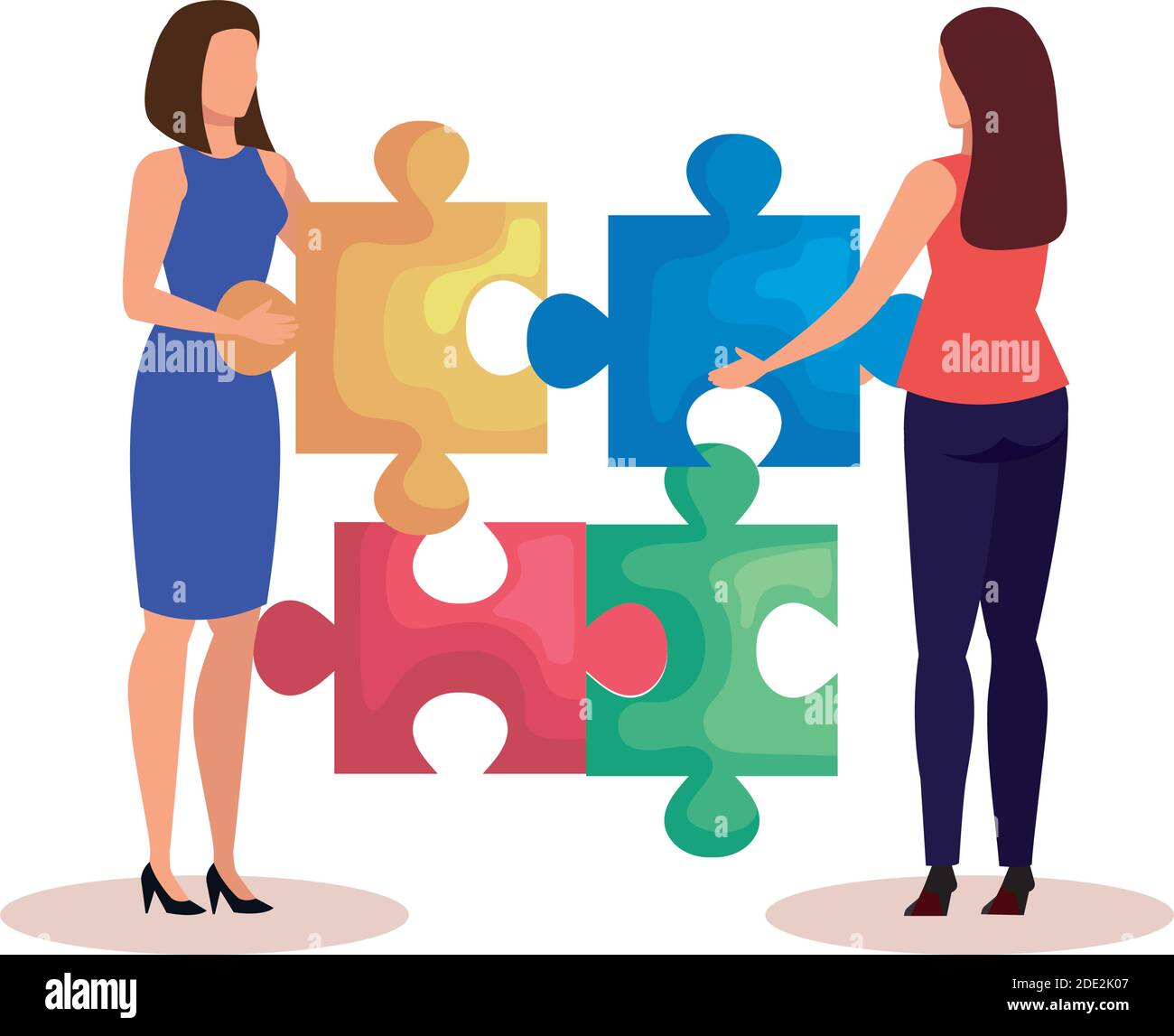 Creative people of women with puzzles vector design Stock Vector Image ...