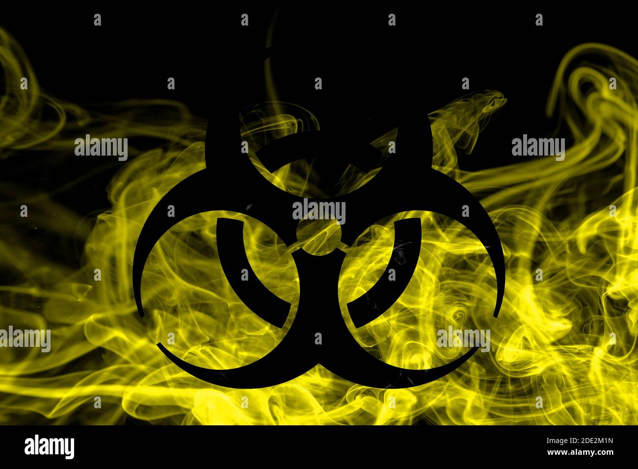 Biohazard, Virus, Covid smoke flag isolated on black background Stock ...