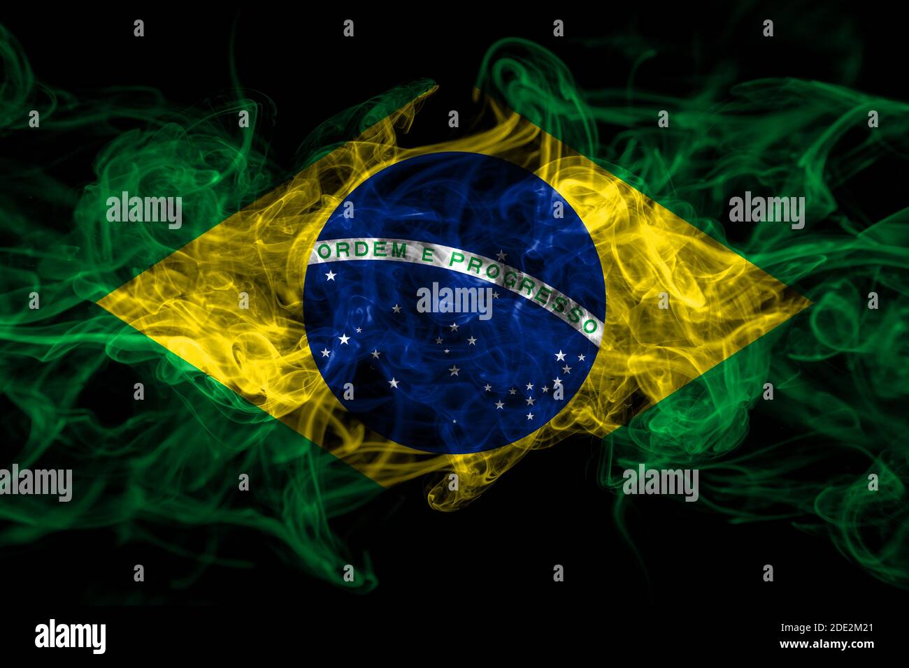Brazil, Brazilian smoke flag isolated on black background Stock Photo ...