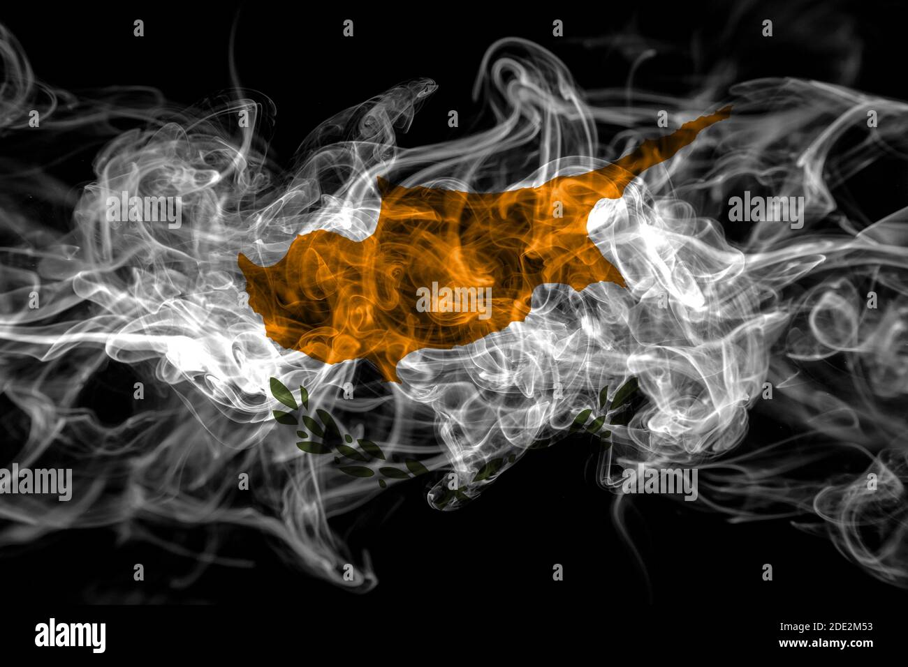 Cyprus, Cypriot smoke flag isolated on black background Stock Photo - Alamy