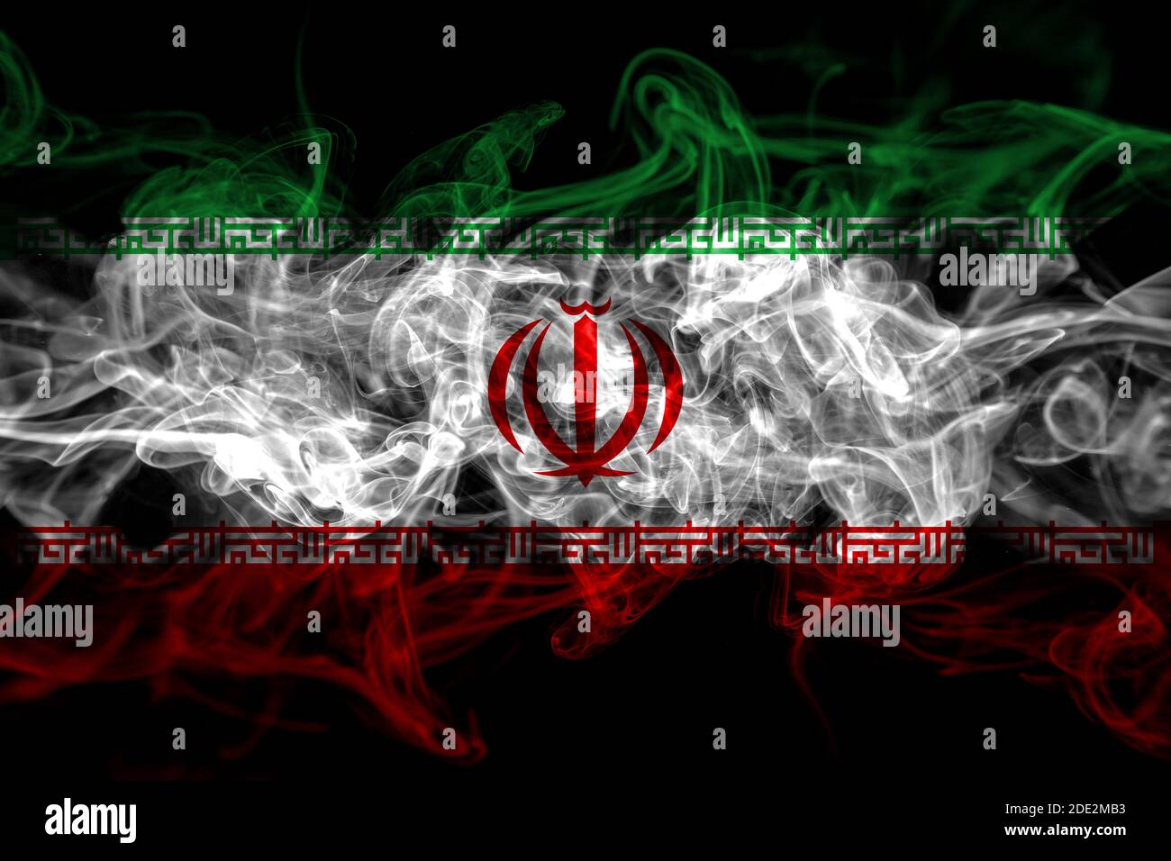Iran, Iranian smoke flag isolated on black background Stock Photo - Alamy