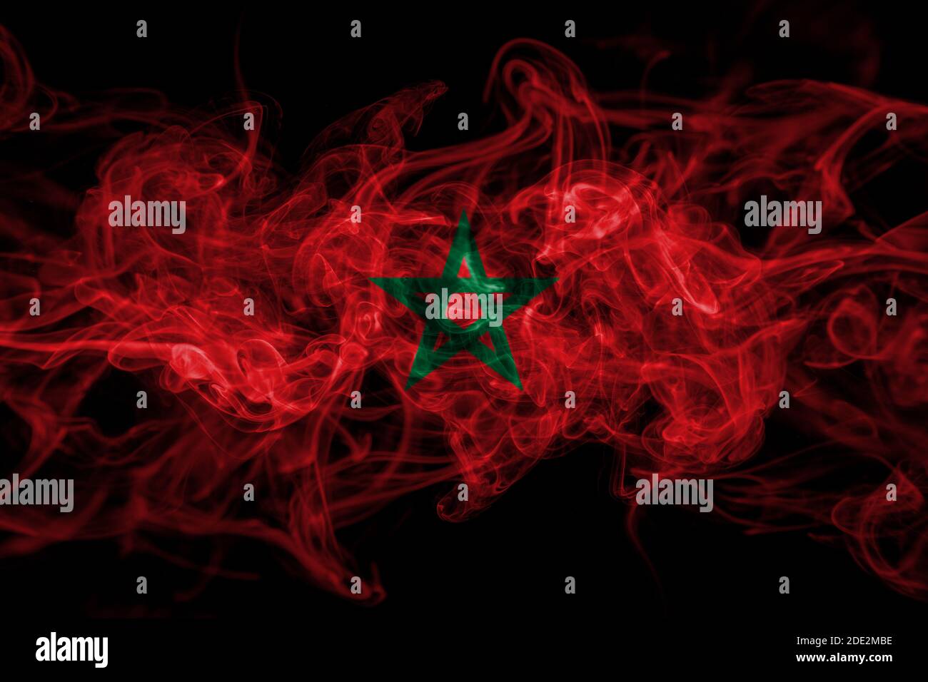 Morocco, Moroccan smoke flag isolated on black background Stock Photo ...