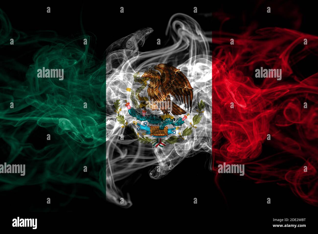 Mexico, Mexican smoke flag isolated on black background Stock Photo - Alamy