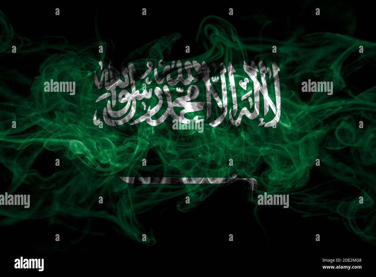 Saudi Arabia, Arabian smoke flag isolated on black background Stock ...