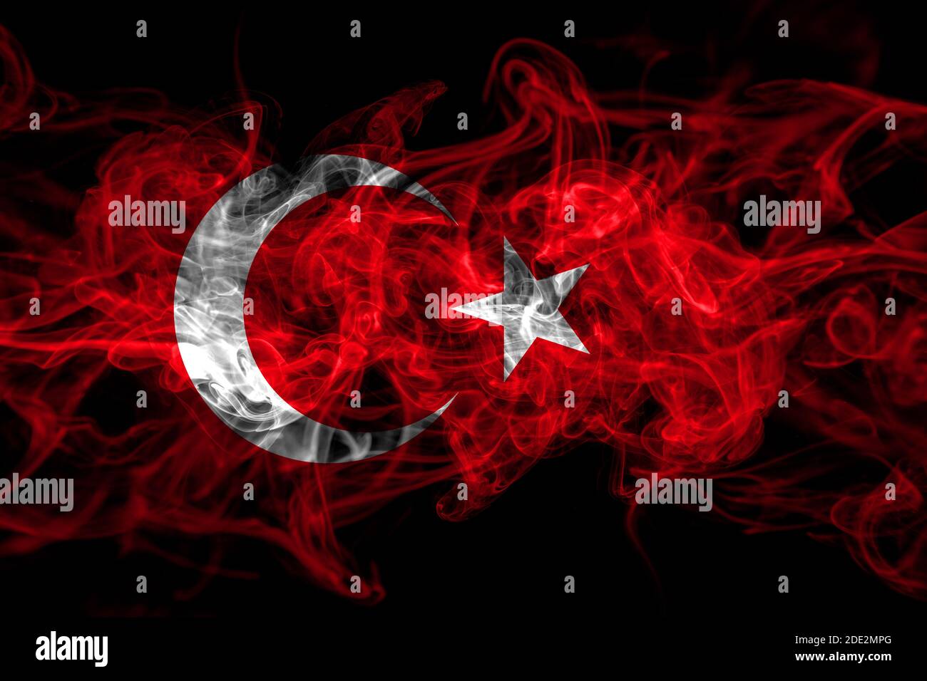 Turkey, Turkish, Turk smoke flag isolated on black background Stock ...