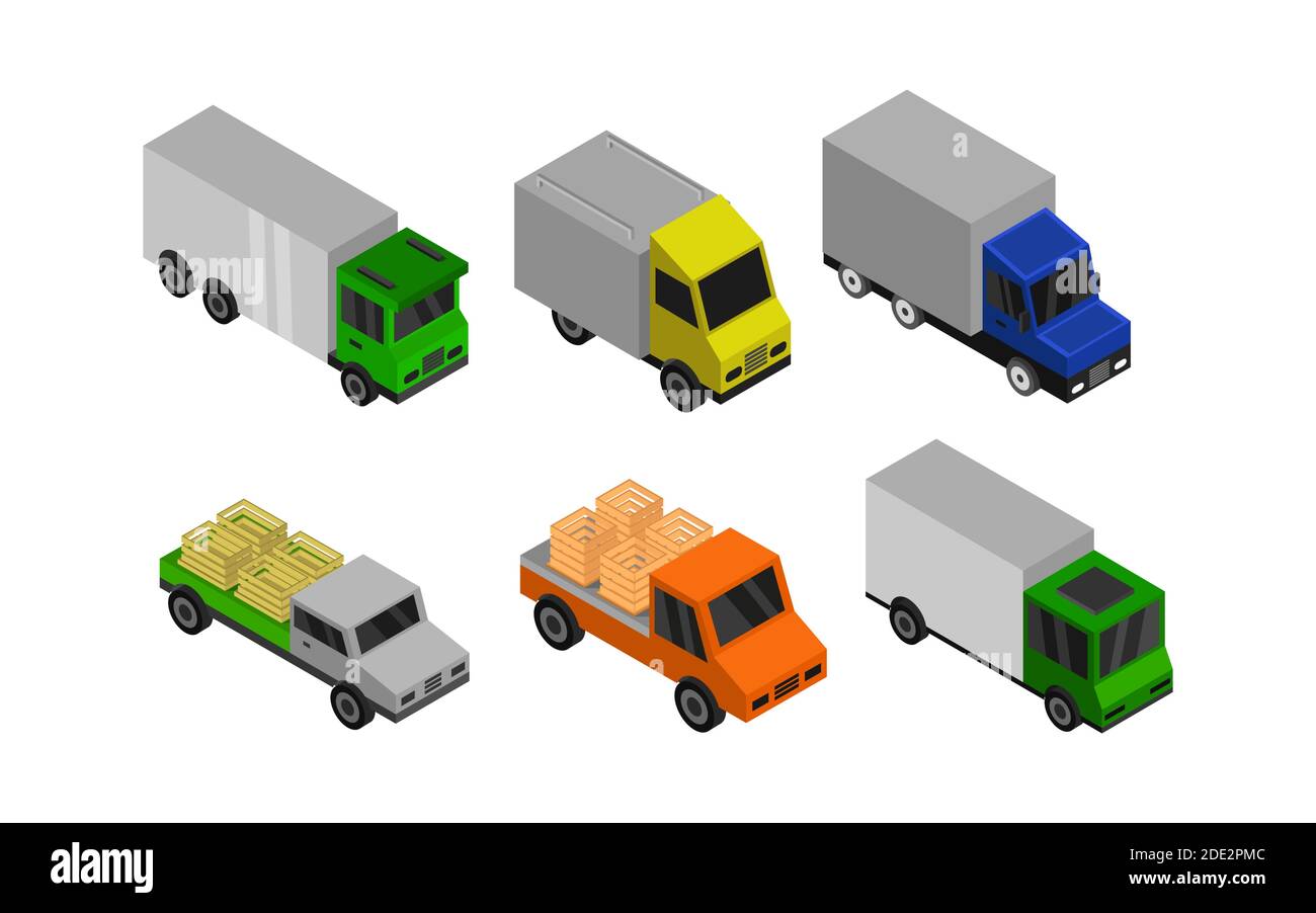Isometric Truck Set Vector illustration Stock Vector Image & Art - Alamy