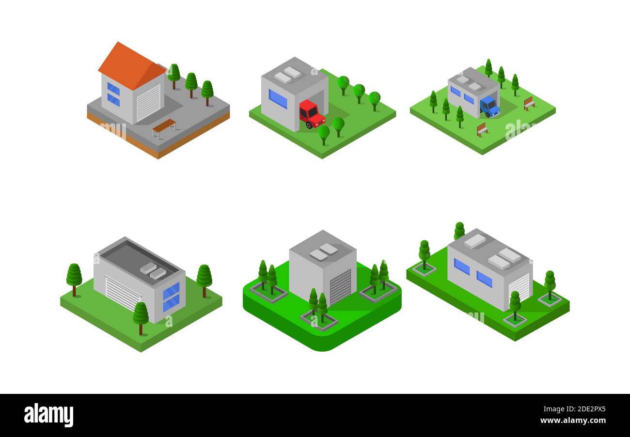 Isometric Garage Set Vector illustration Stock Vector Image & Art - Alamy