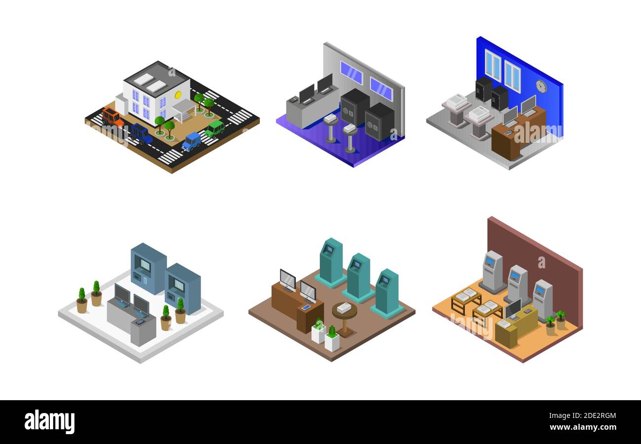 Isometric Bank Set Vector illustration Stock Vector Image & Art - Alamy