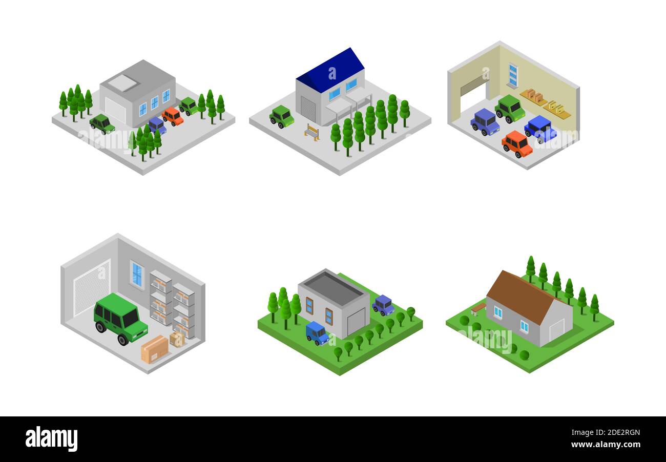 Isometric Garage Set Vector illustration Stock Vector Image & Art - Alamy