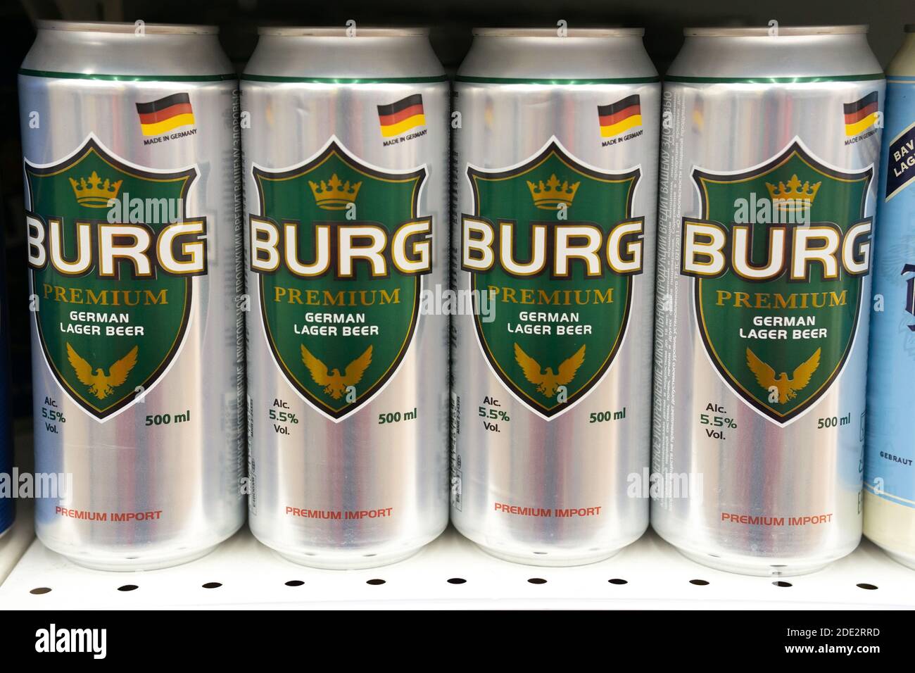 Tyumen, Russia-November 20, 2020: Burg premium beer aluminum can on the ...