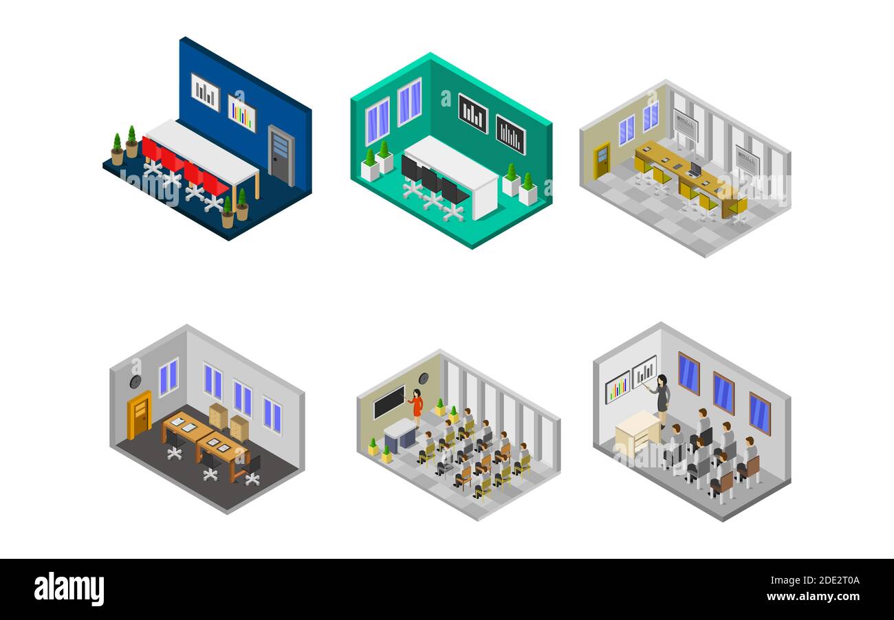 Isometric Conference Room Set Vector illustration Stock Vector Image ...