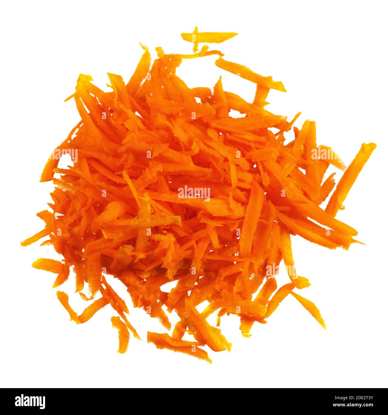 Red carrots, cut into small slices. Isolated on white background Stock ...