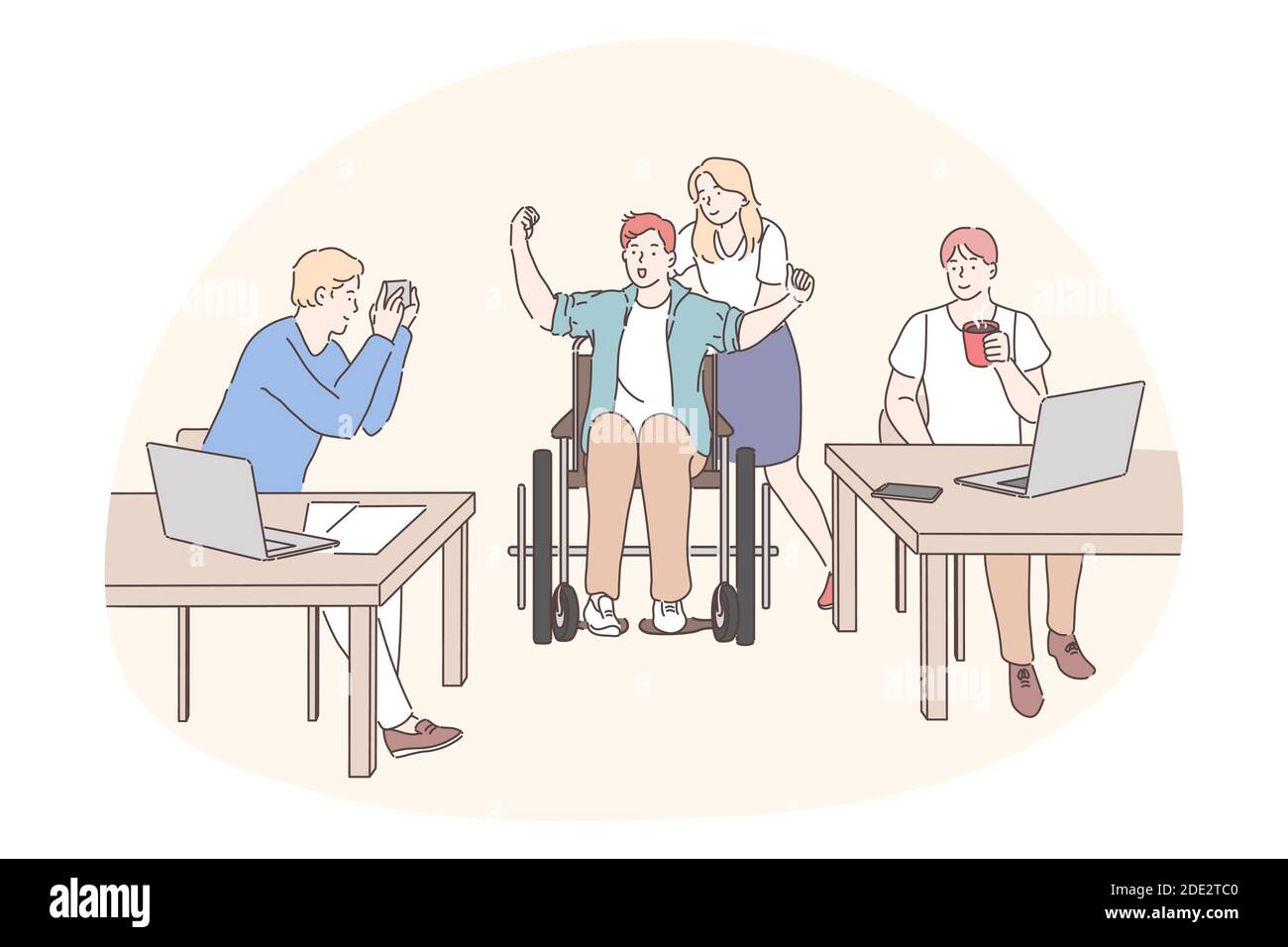 Disabled people on wheelchair living happy active lifestyle concept ...