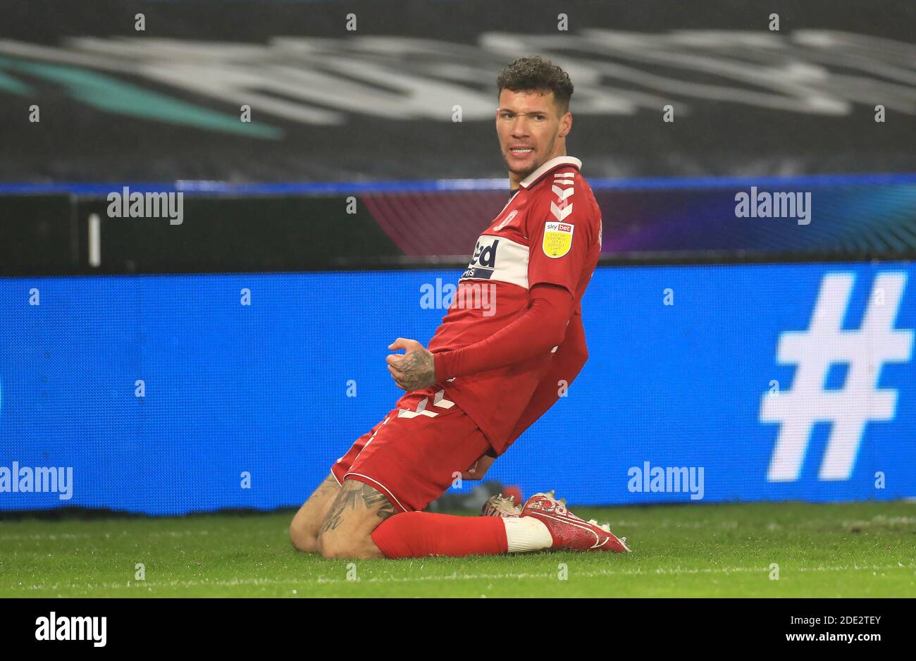 Middlesbrough's Marvin Johnson celebrates scoring his side's first goal ...