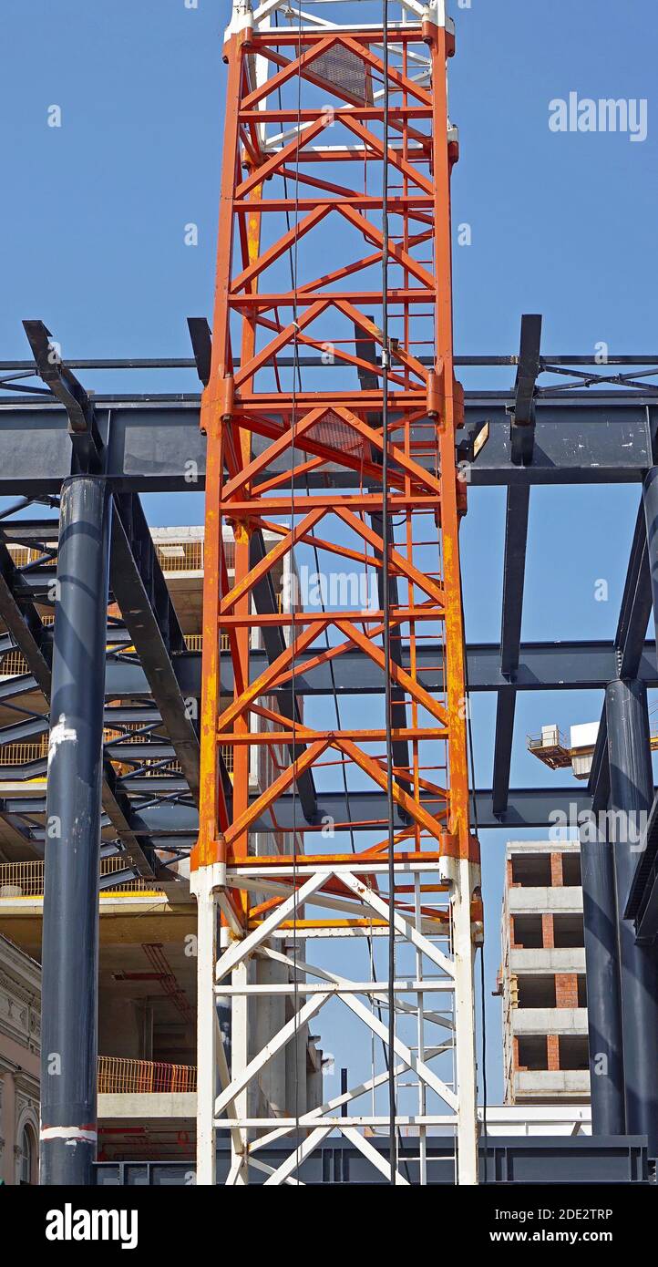 Crane column and steel metal construction for new skyscraper Stock ...