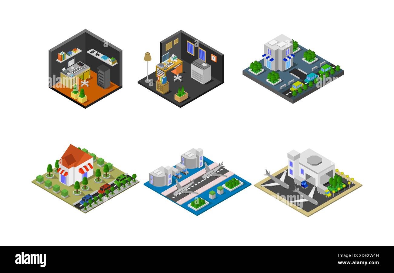 Isometric Buildings Set Vector illustration Stock Vector Image & Art ...