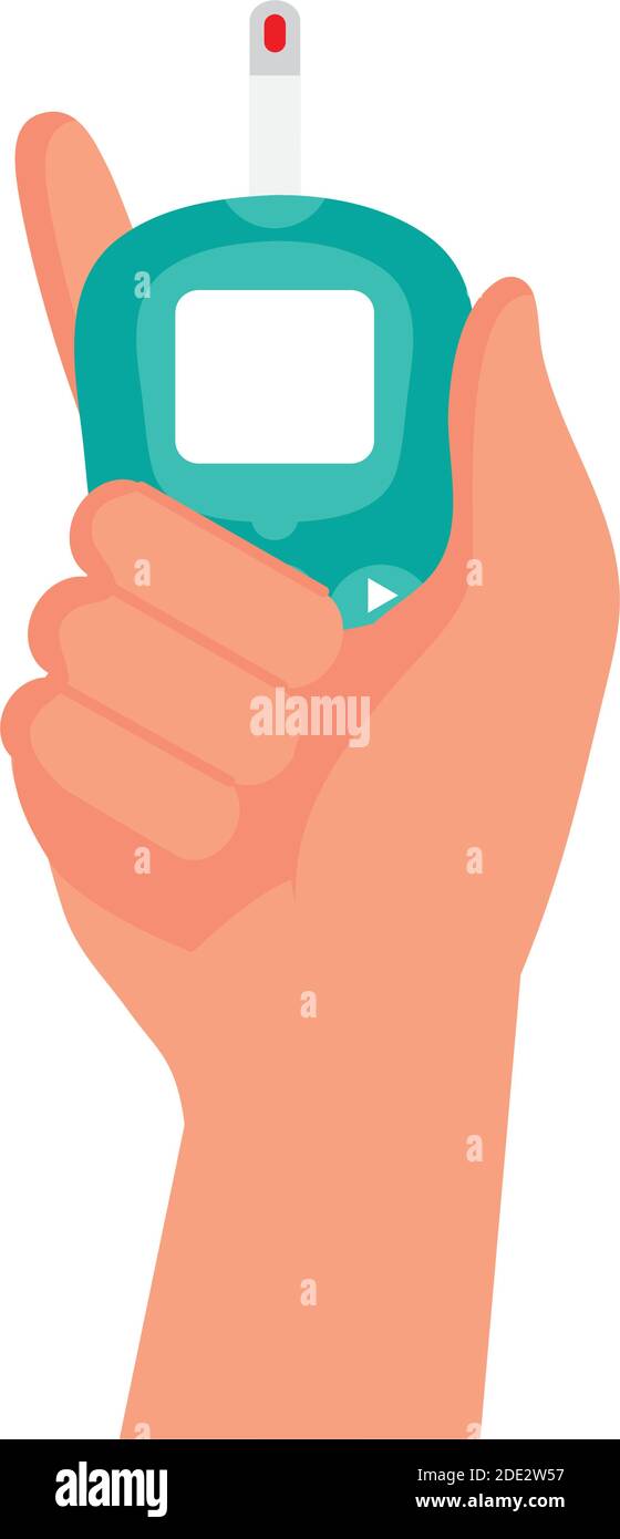 hand using glucometer test device isolated icon Stock Vector Image ...