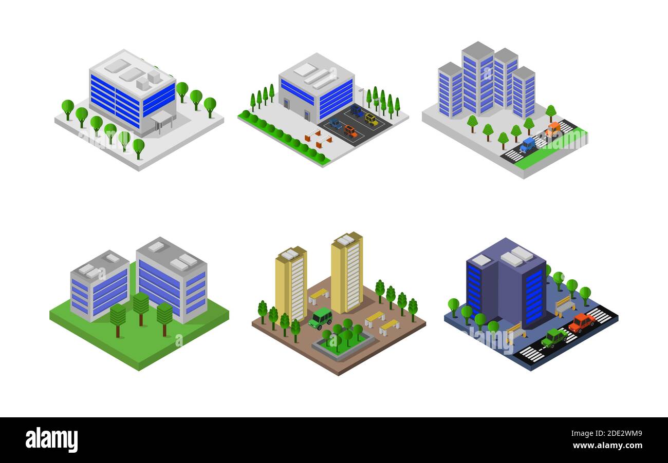Isometric Building Set Vector illustration Stock Vector Image & Art - Alamy