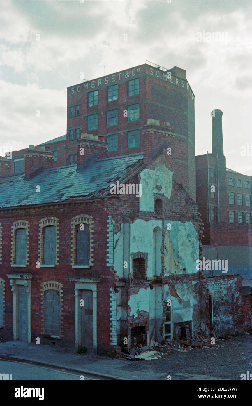 destroyed factory building, April 1986, Belfast, Northern Ireland Stock ...