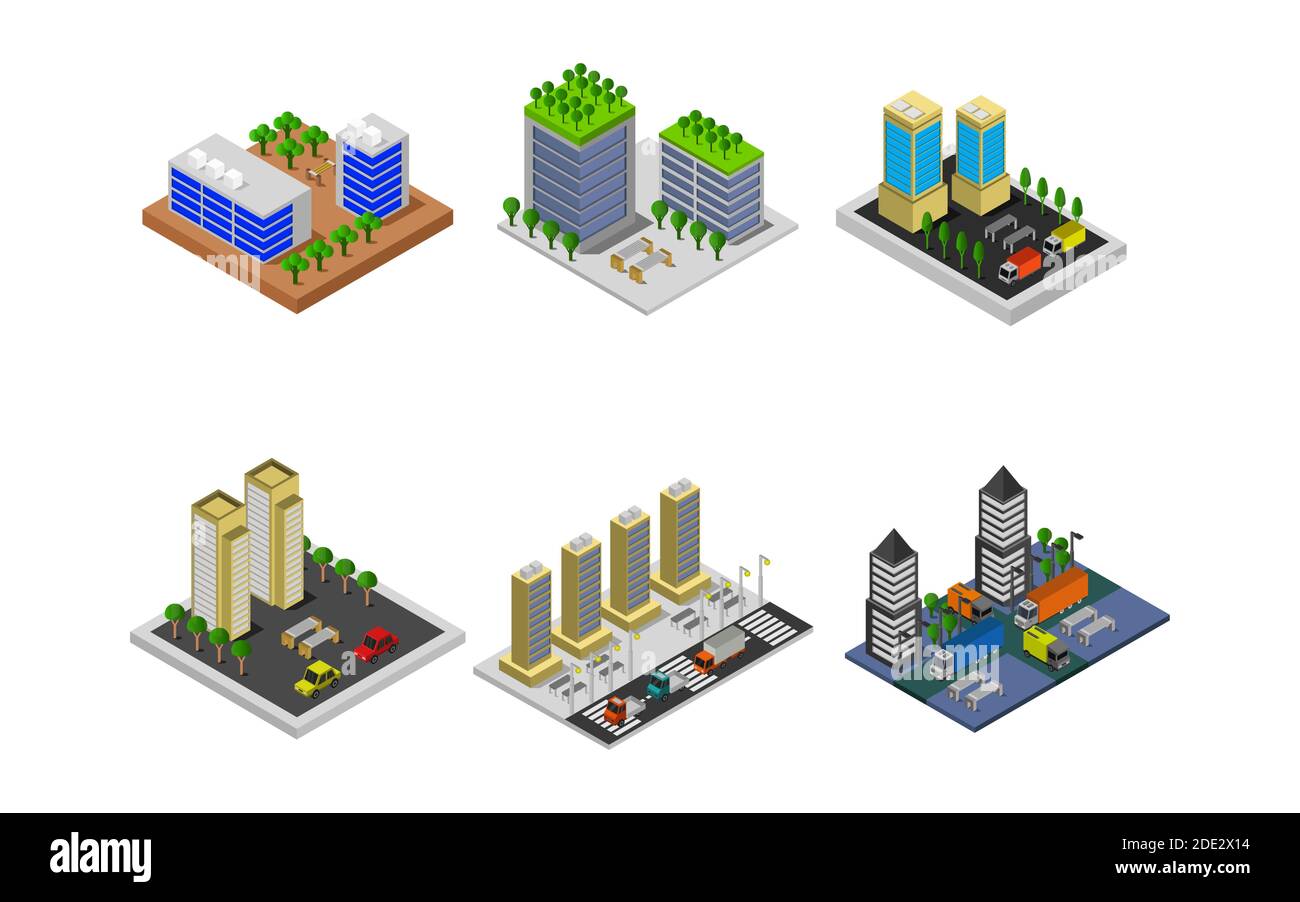 Isometric Building Set Vector illustration Stock Vector Image & Art - Alamy