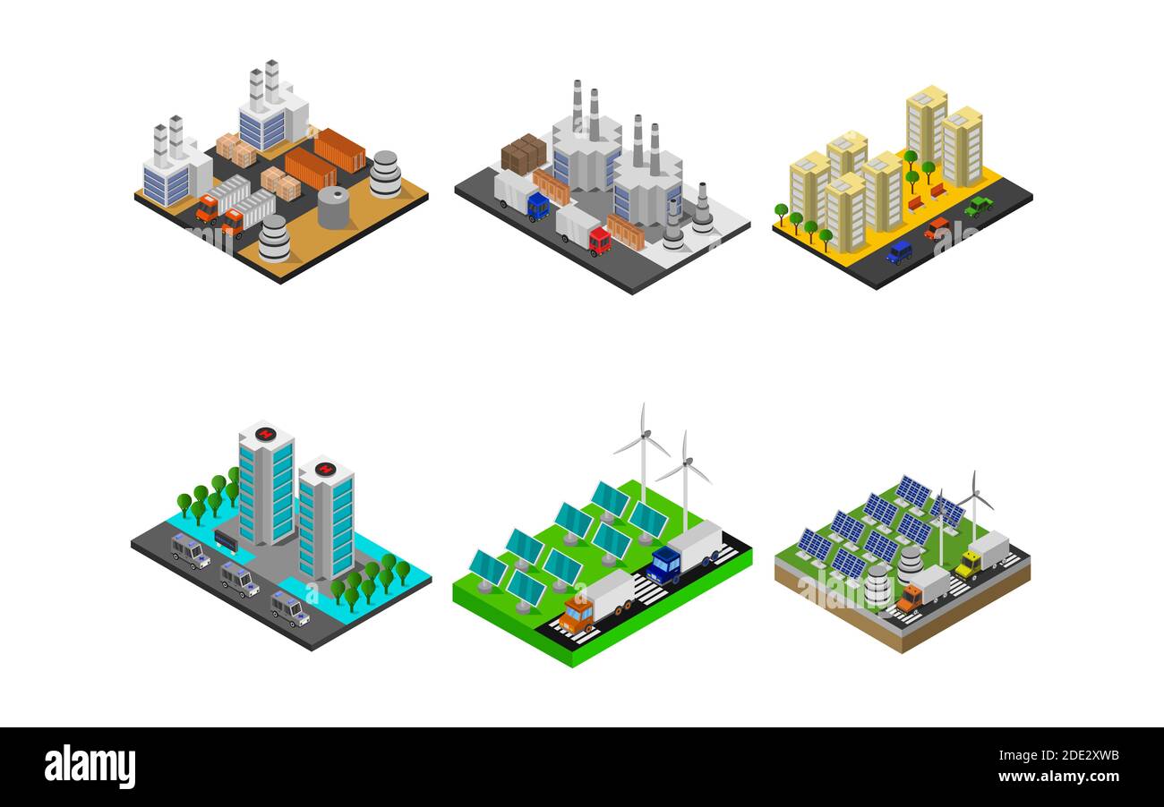 Isometric Buildings Set Vector illustration Stock Vector Image & Art ...