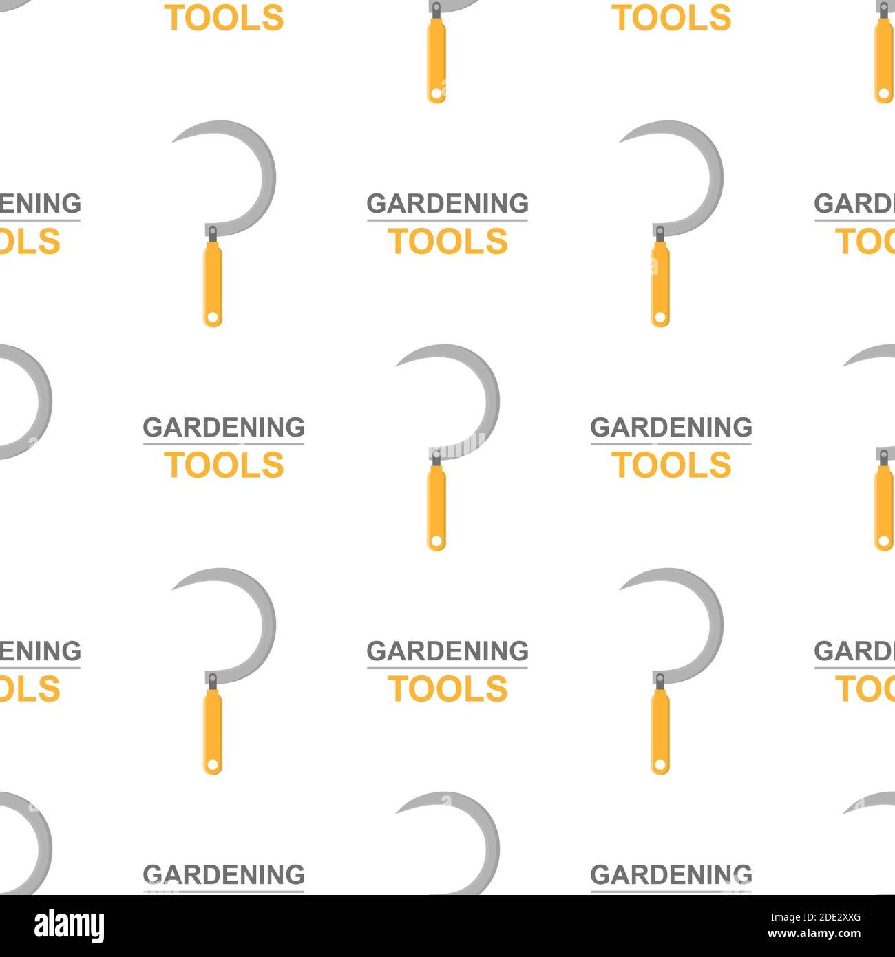 Seamless pattern with cartoon garden hand sickle on white background ...