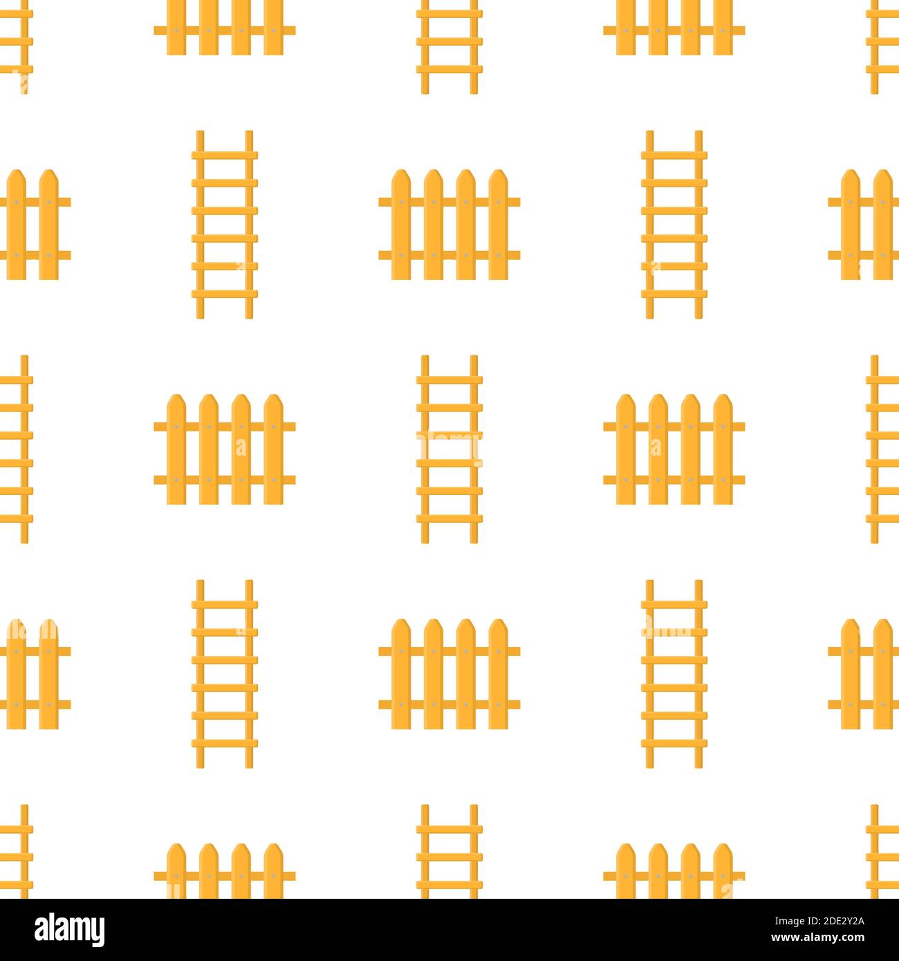 Seamless pattern with cartoon ladder, stairs, fence on white background ...