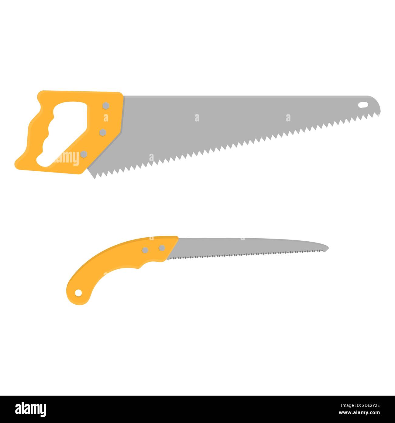 Set of cartoon hand saw icons isolated on white background. Tools ...
