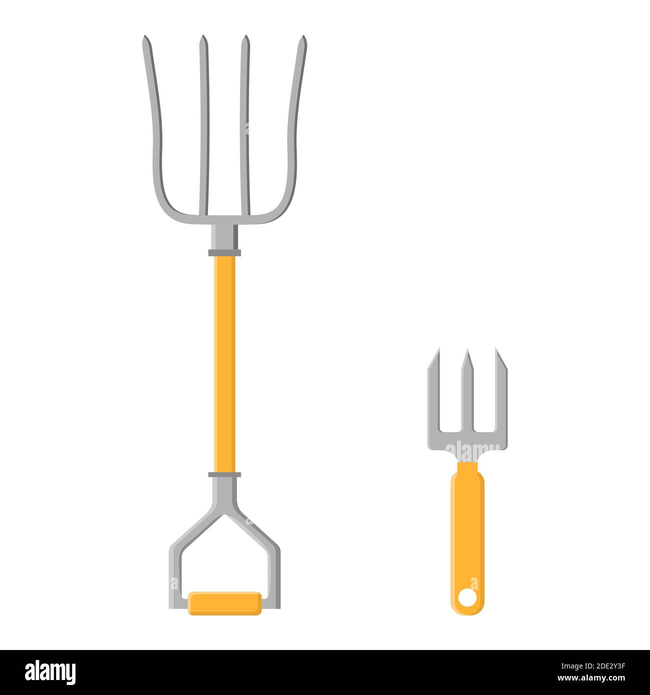 Set of cartoon pitchfork icons isolated on white background. Gardening ...