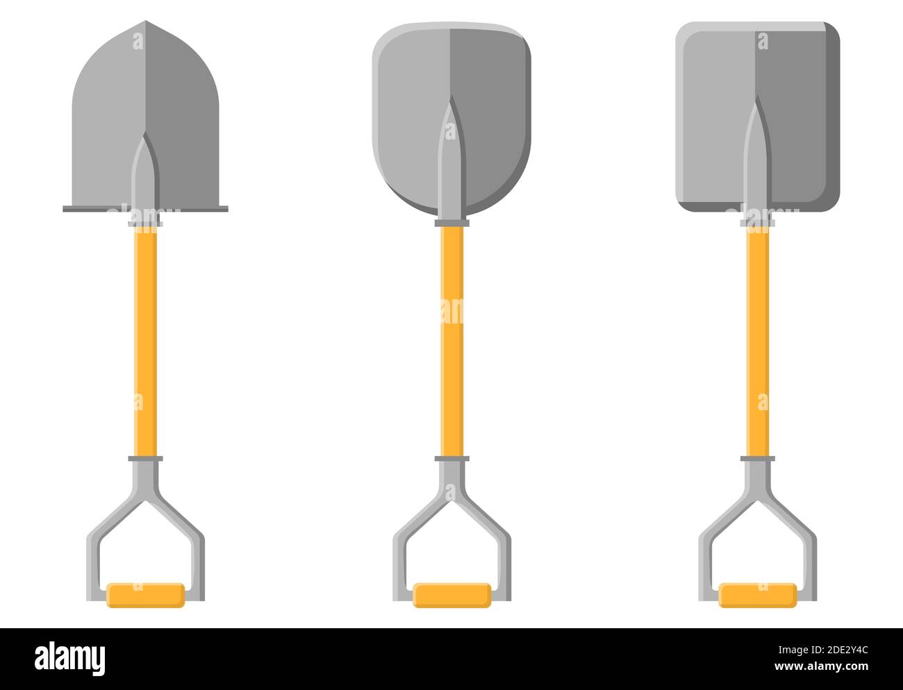 Set of cartoon shovel icons isolated on white background. Garden spade ...