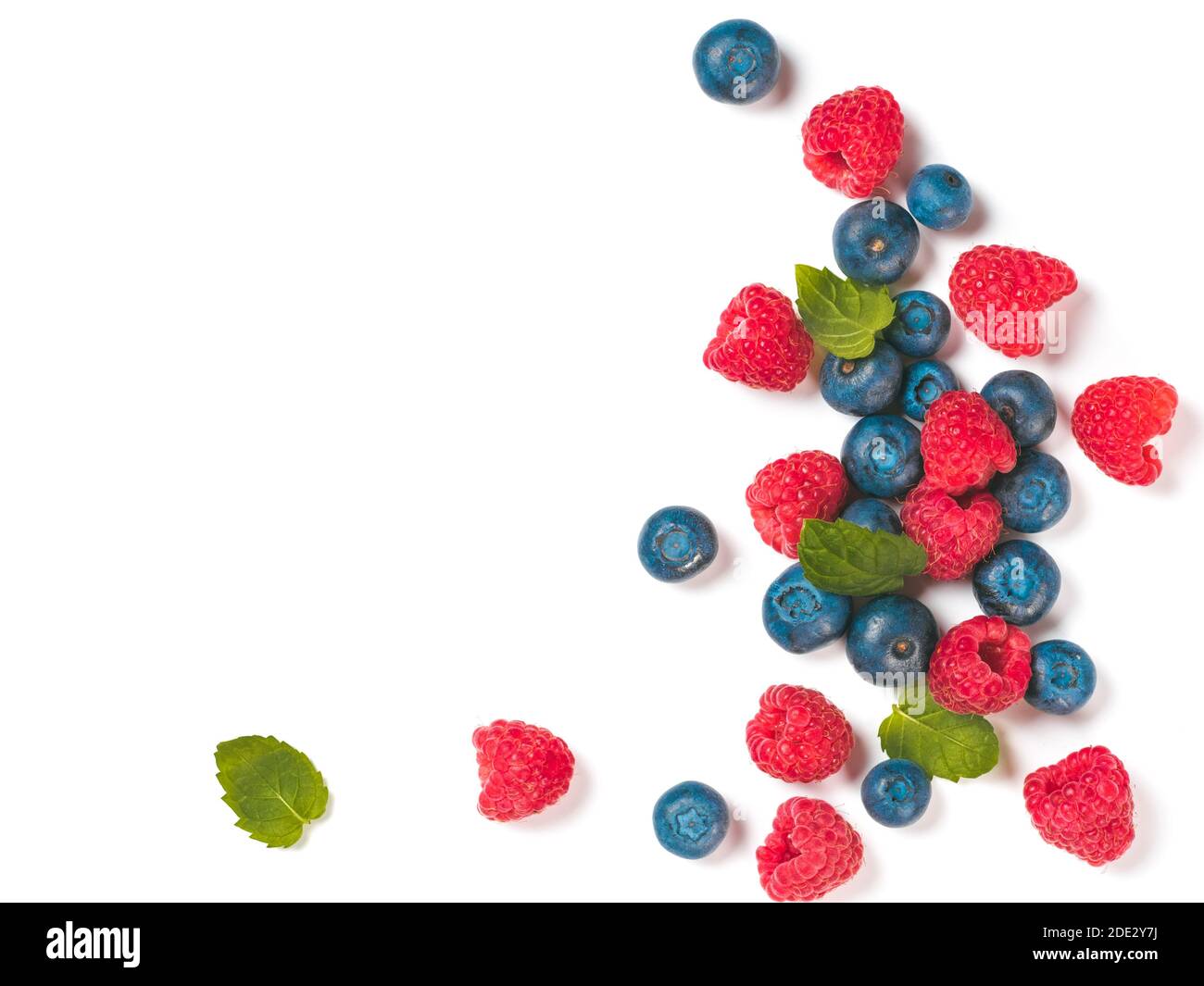 Various fresh summer berries background with copy space for text ...
